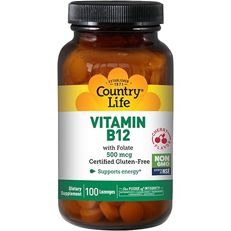 Amazon.com: Country Life Vitamin B-12, 500 mcg, with Folic Acid ...