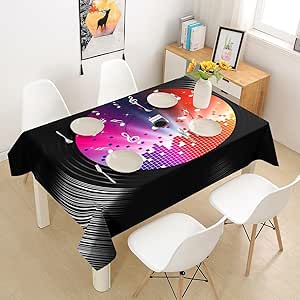 Amazon.com: Music Theme Print Tablecloth Music CD Pattern Table Cloth ...