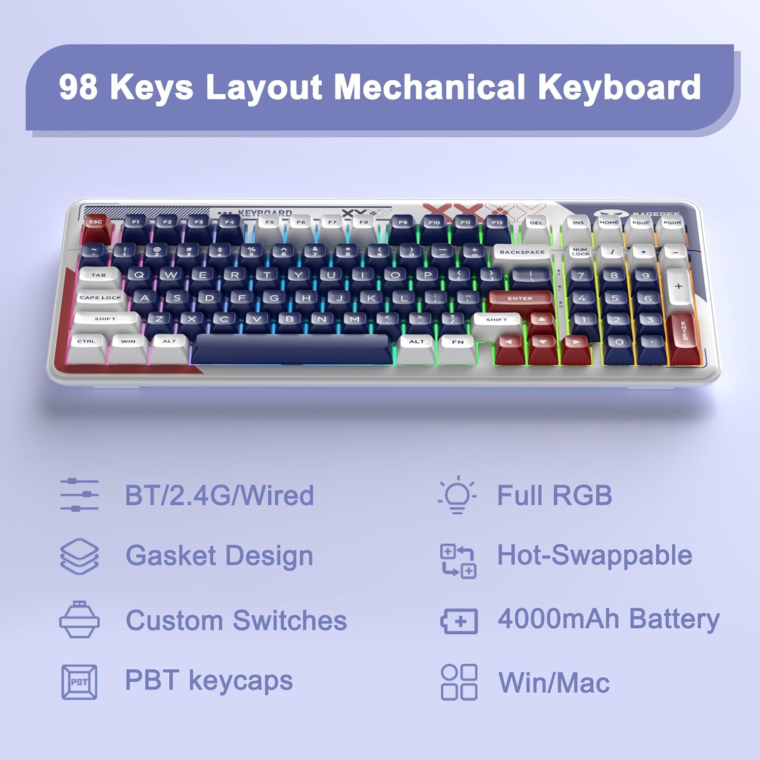 MageGee Cloud98 Wireless Mechanical Keyboard Instruction Manual
