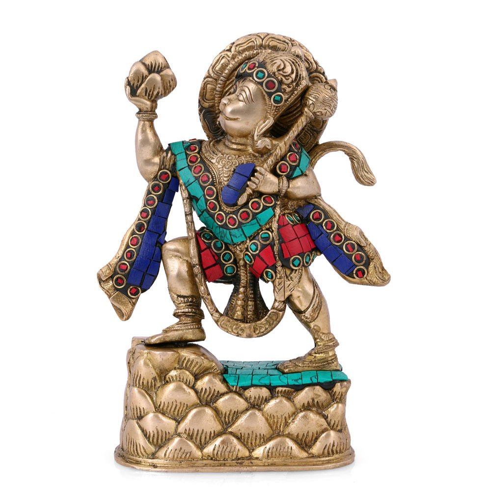 Buy Collectible India Hanuman Brass Idol God of Strength Statue-Indian ...