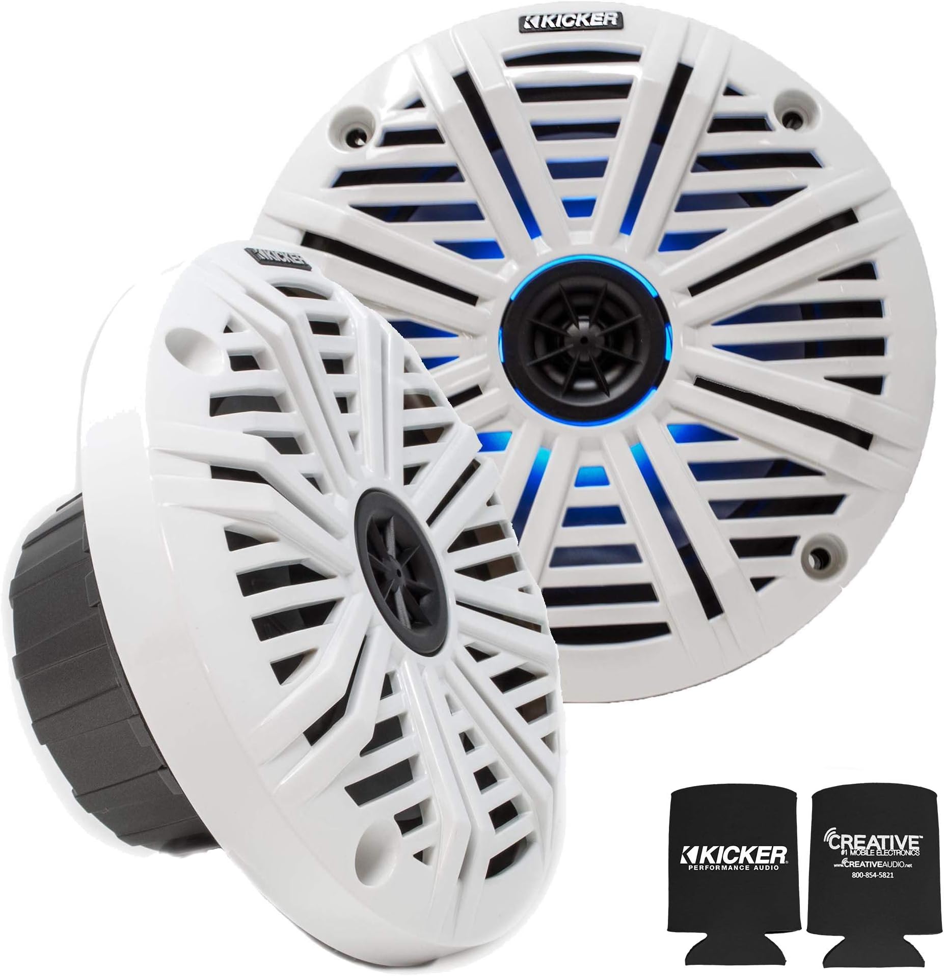 Amazon.com: Kicker 6.5" LED Marine Speakers (1 Pair) White Salt Water ...