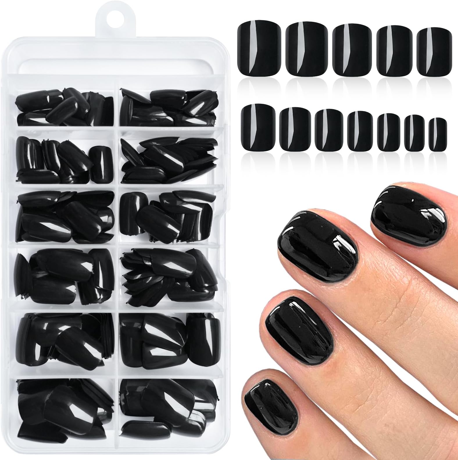 Amazon.com: AddFavor 240pcs Press on Nails Short Square Fake Nails ...