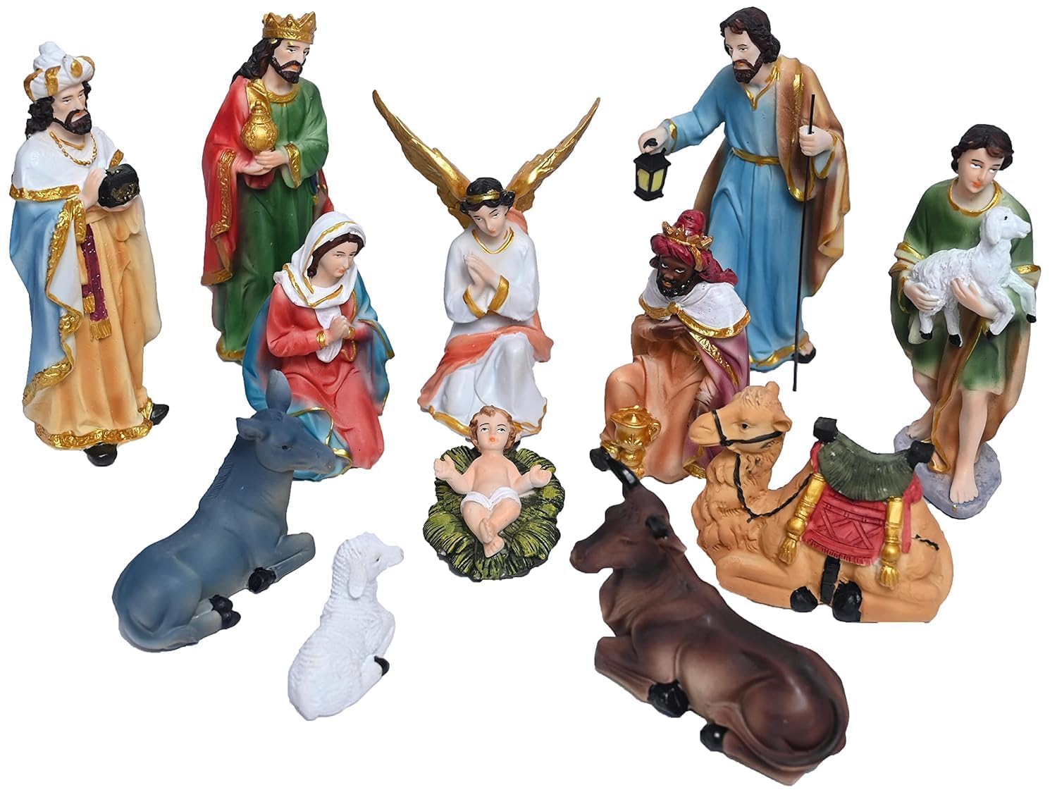 Buy BAKA Resin Nativity/Crib Idols Set of 12 Pieces Pack Mary Joseph ...