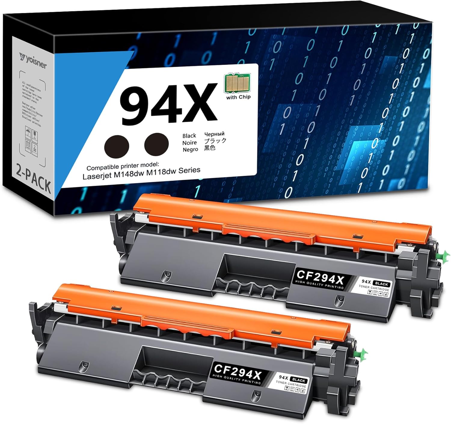 94X High-yield Black Toner Cartridge CF294X 2-Pack with Chip ...