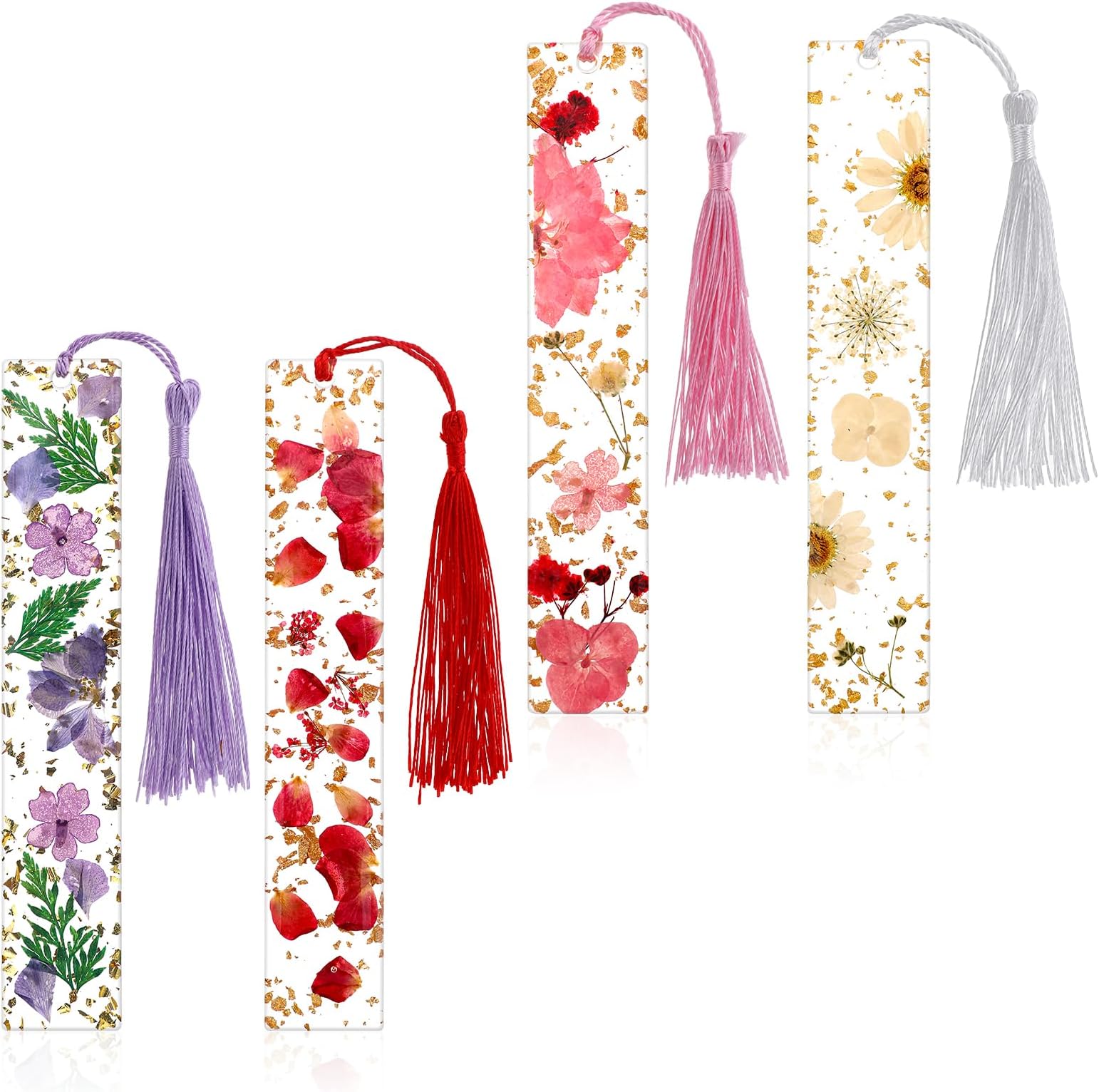Amazon.com: Dried Flower Bookmark, 4 Pcs Transparent Resin Pressed ...