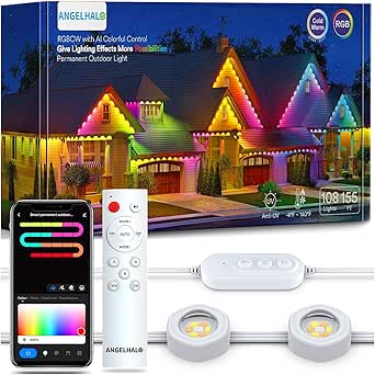 ANGELHALO Permanent Outdoor Lights Pro, 150ft with 108 LED Lights for ...