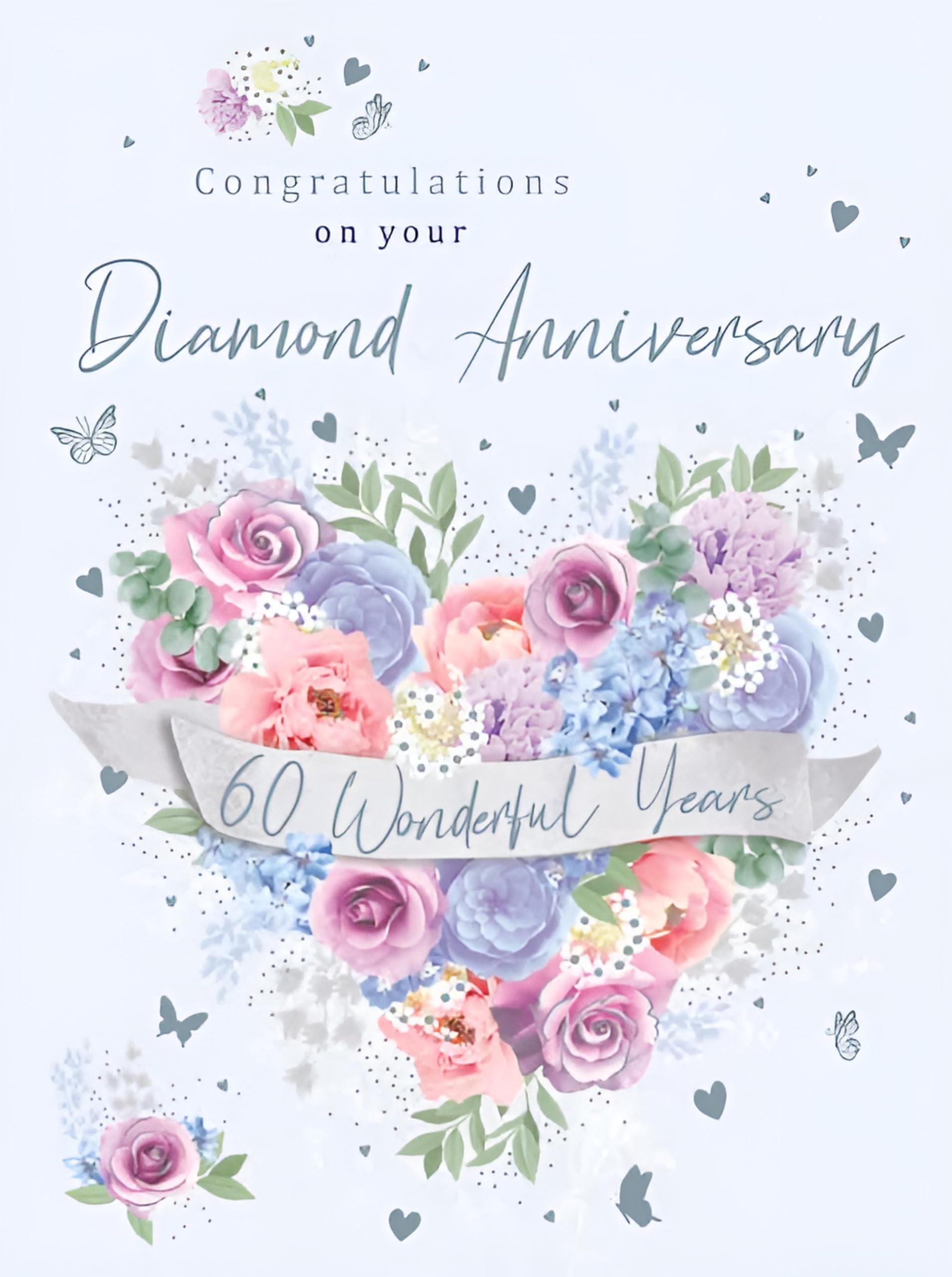 white cotton cards Diamond Wedding, Handmade 60th Card (Anniversary ...