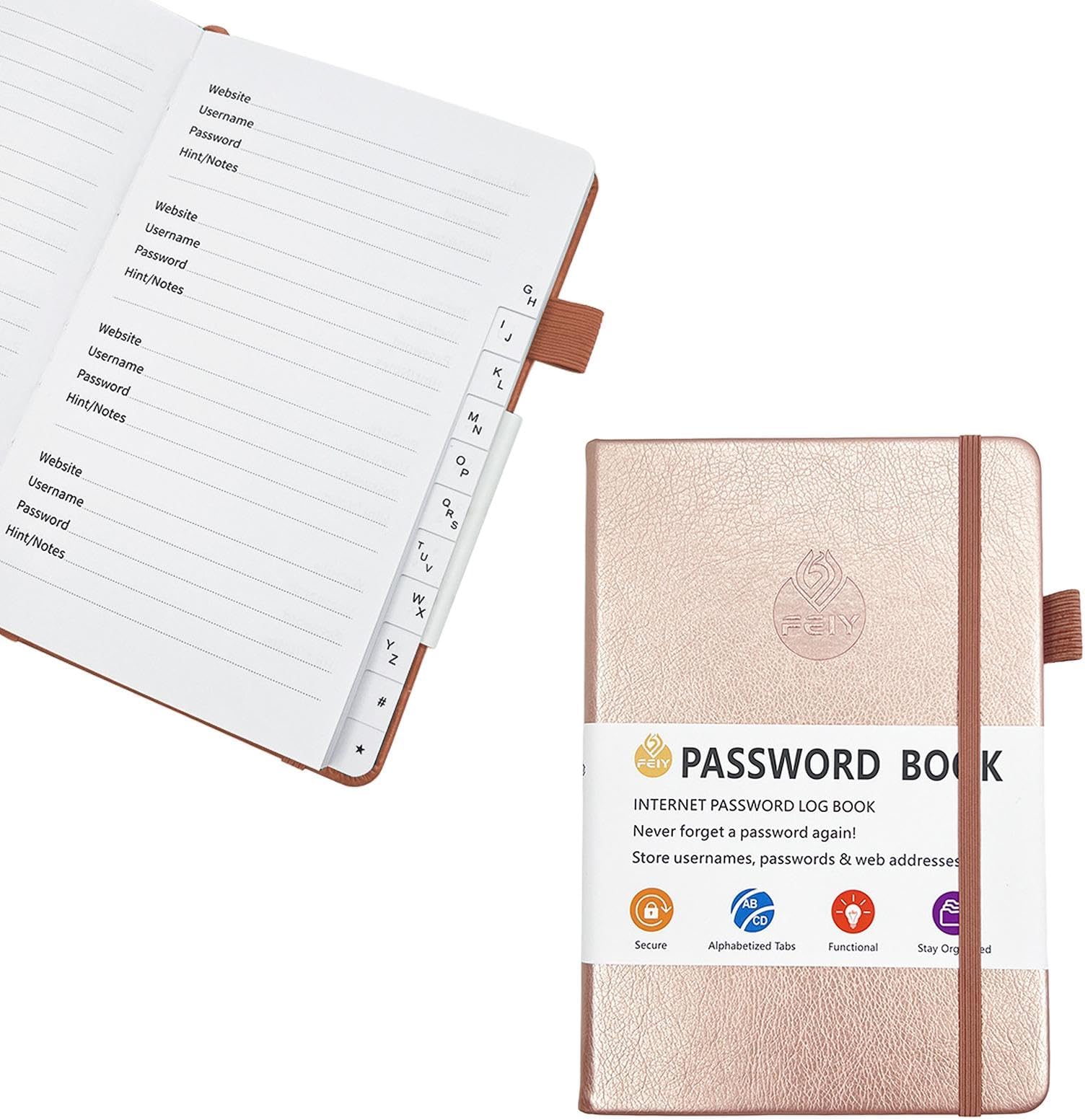 Password Book Alphabetical with A-Z Tabs, Artificial Leather Cover ...