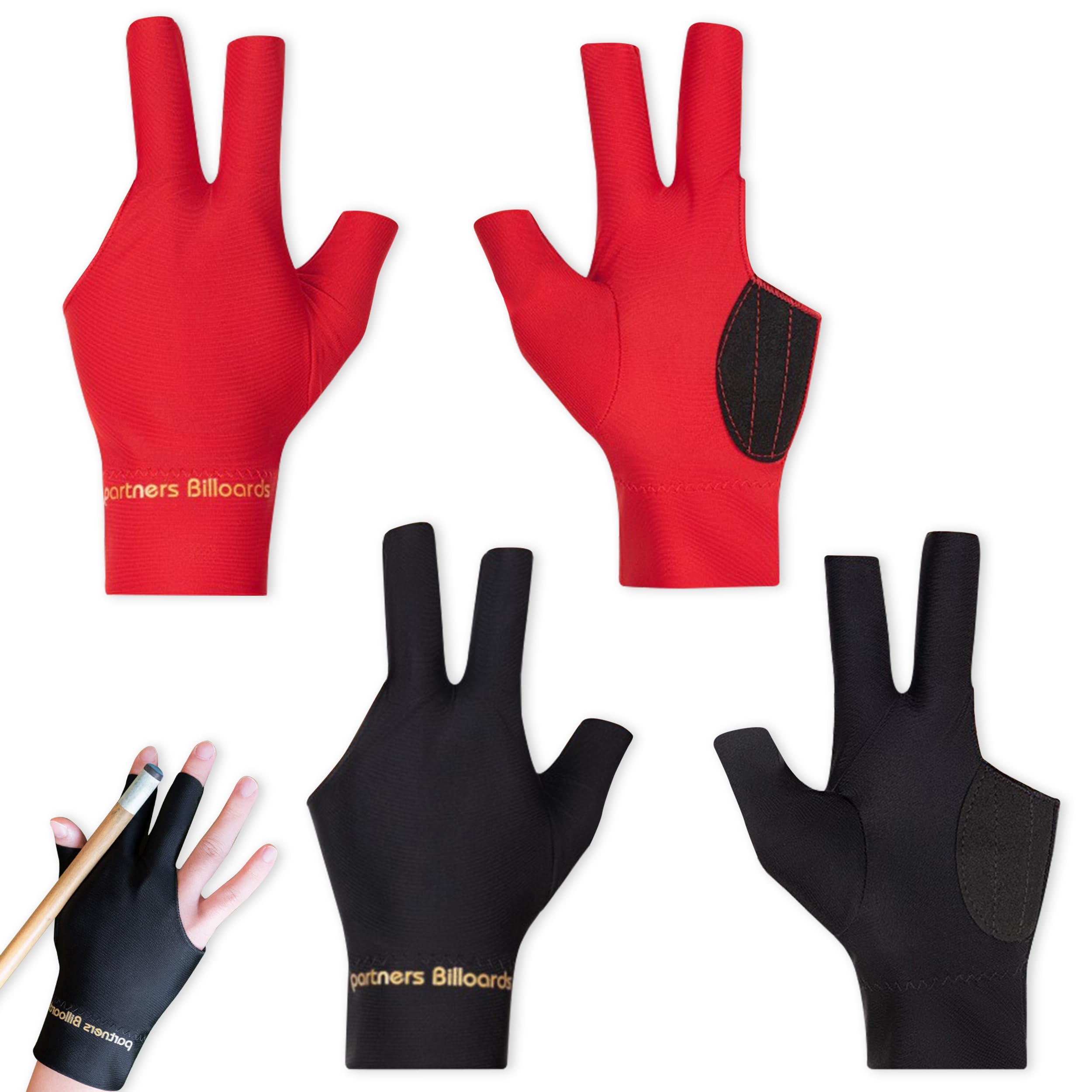 4Pcs Billiards Glove, 3 Fingers Pool Gloves, Breathable Pool Cue Glove ...
