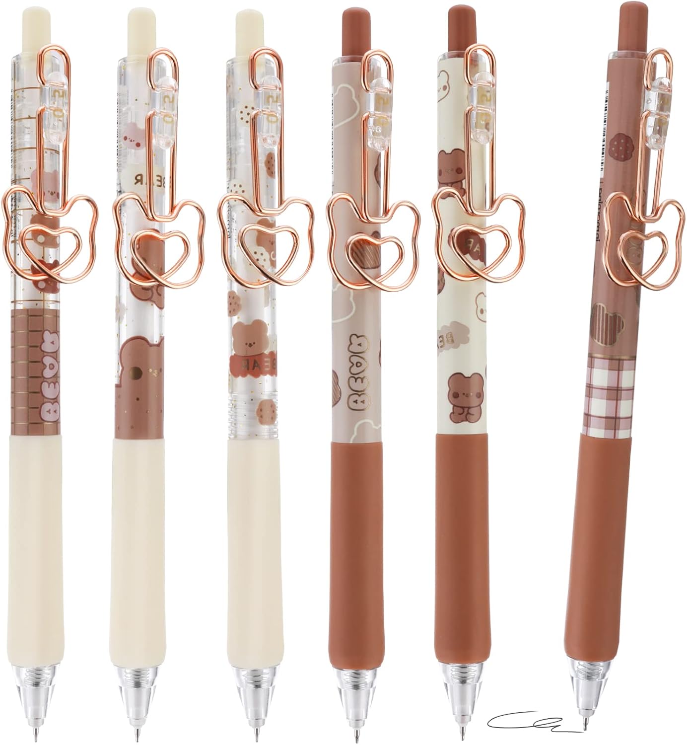 TIESOME Lot de 6 stylos gel mignons en forme d'ours kawaii mignon 0,5 ...