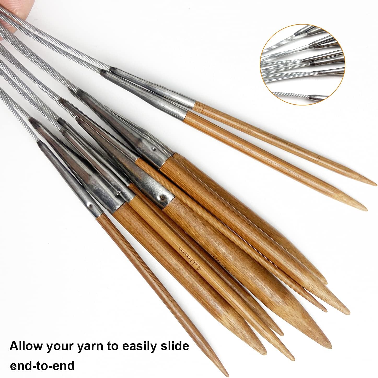 Mdoker Aguja de tejer circular de bambú tamaño 4 16 pulgadas agujas de ...
