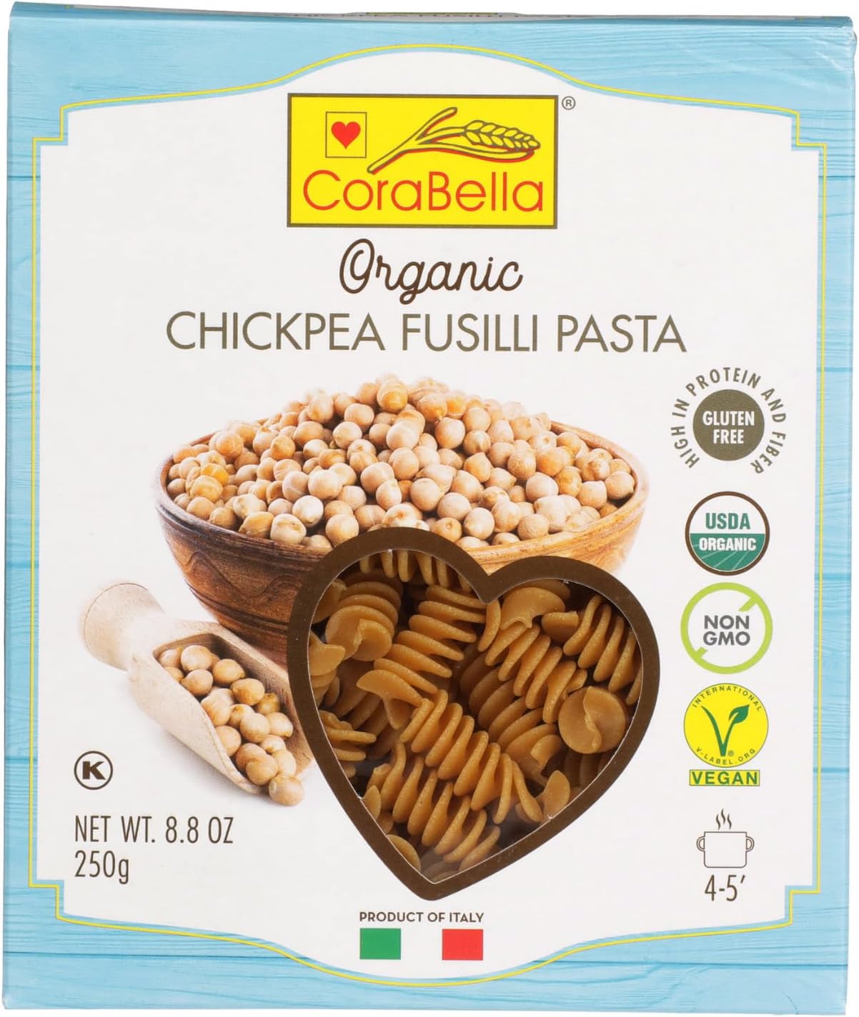 Amazon.com : Corabella Gluten Free Chickpea Fusilli Pasta - Organic ...