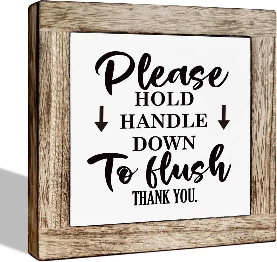 Amazon.com: Bathroom Sign, Wooden Box Sign Plaque, Bathroom Rules Table ...