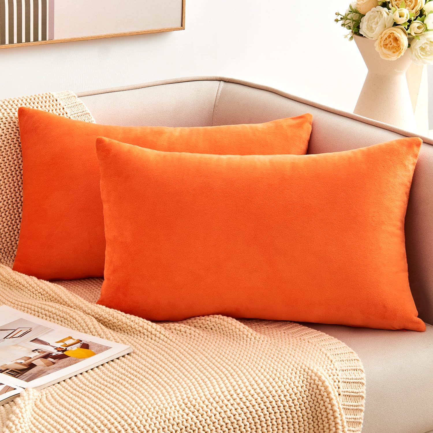 Amazon.com: GriNeed Fall Orange Throw Pillow Covers Decorative Velvet ...