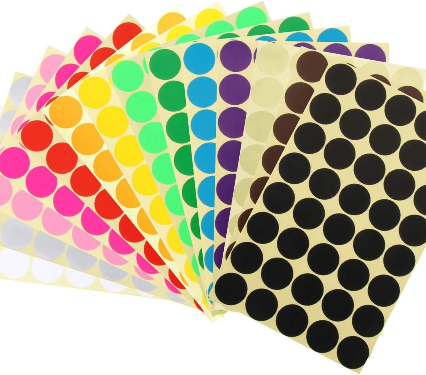 Amazon.com : Poxoke 1600 PCS Colored Dot Stickers,1 inch Round Color ...
