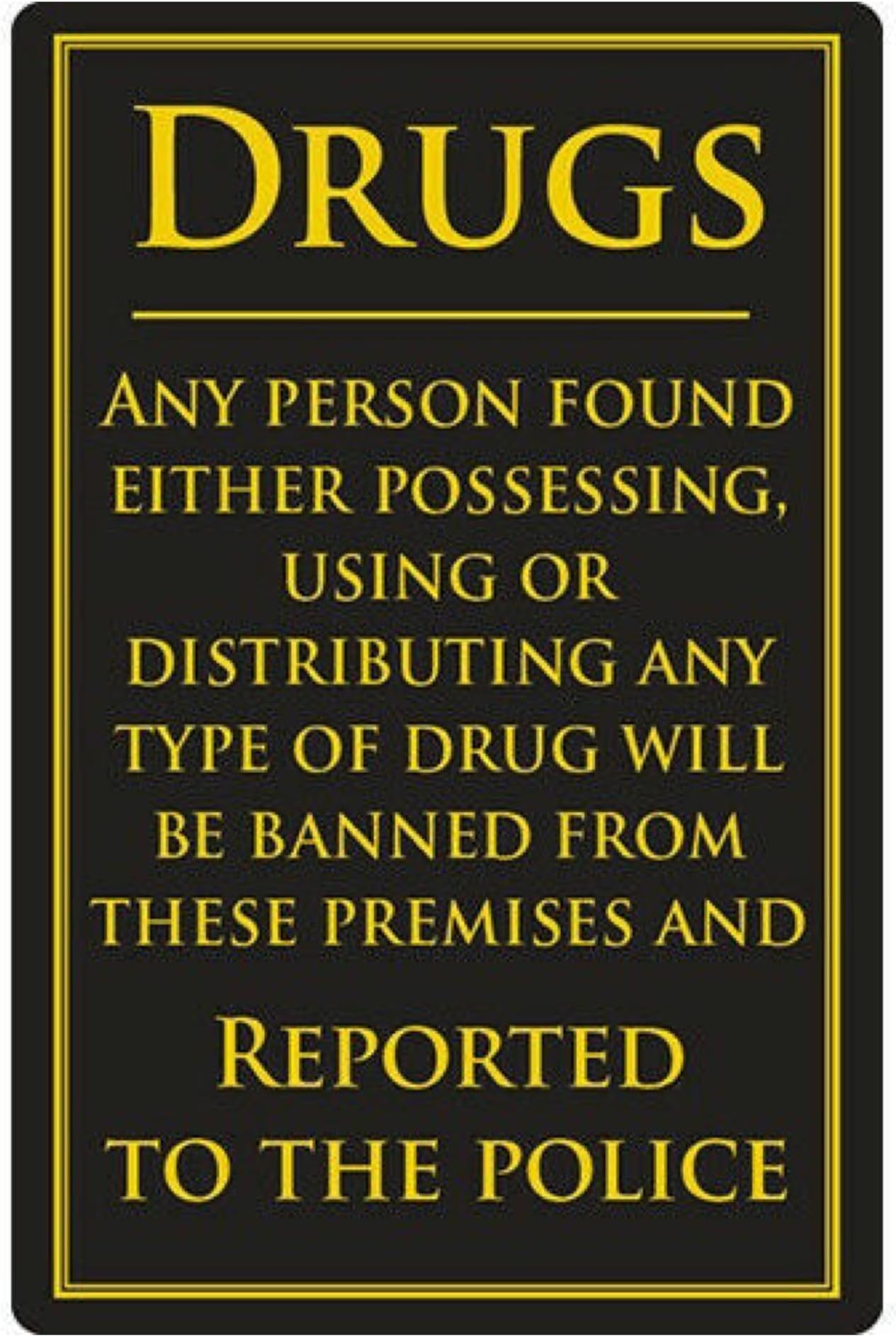 No Drugs Sign - Anti Drugs Warning Notice (260 x 170mm) - Black ...
