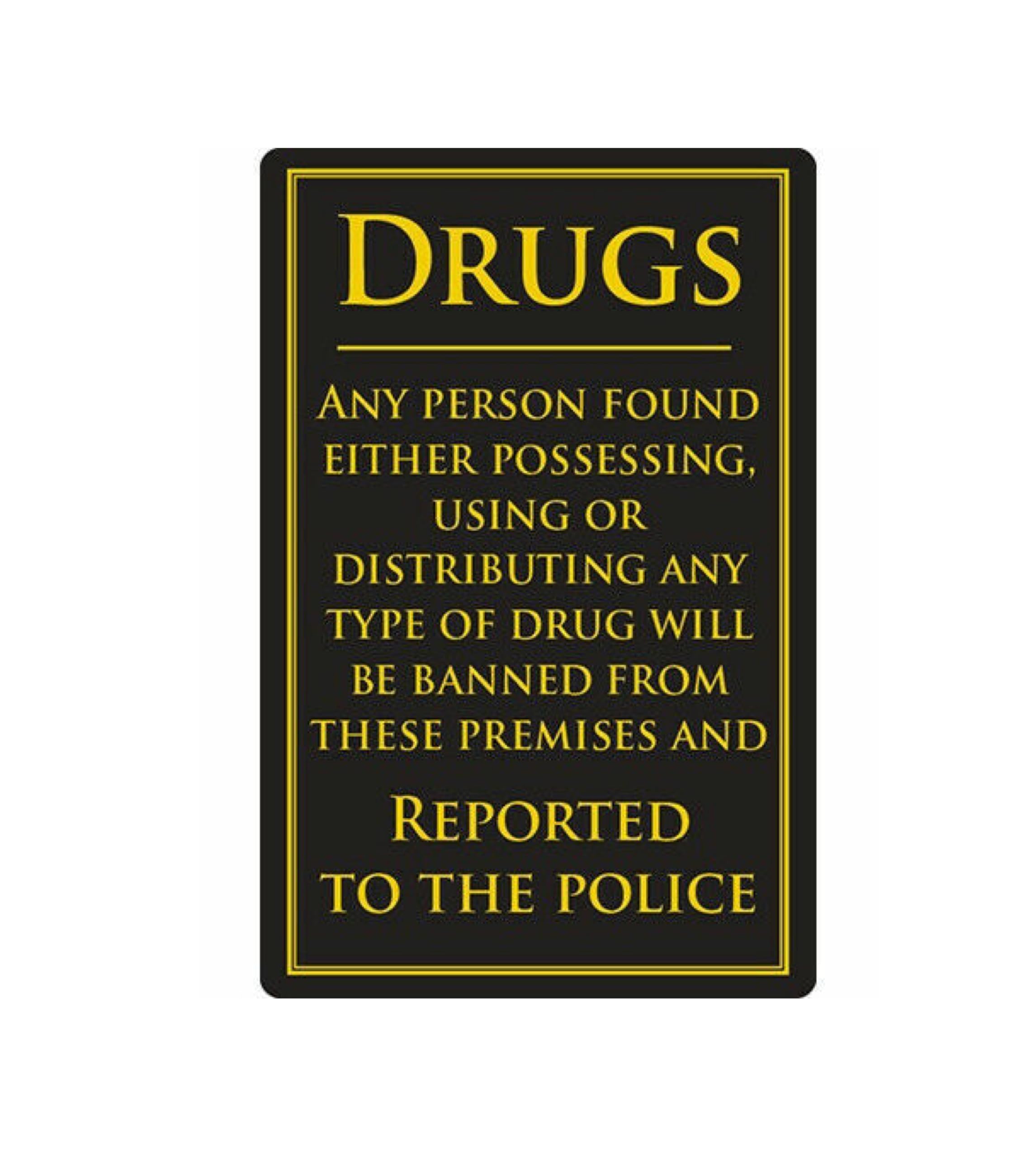 No Drugs Sign Anti Drugs Sign (260 x 170mm) No Drugs Warning Sign ...
