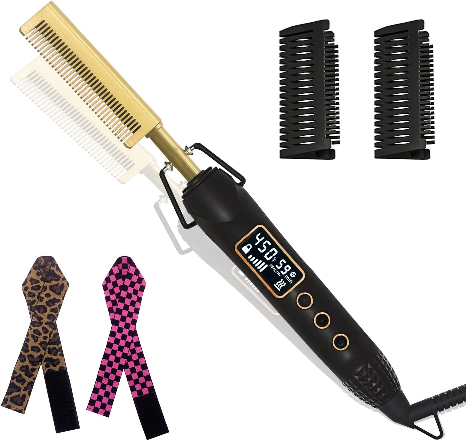 Amazon.com : Electric hot Comb Hair Straightener Brush with 16 Temp Settings:Fast Heating hot ...