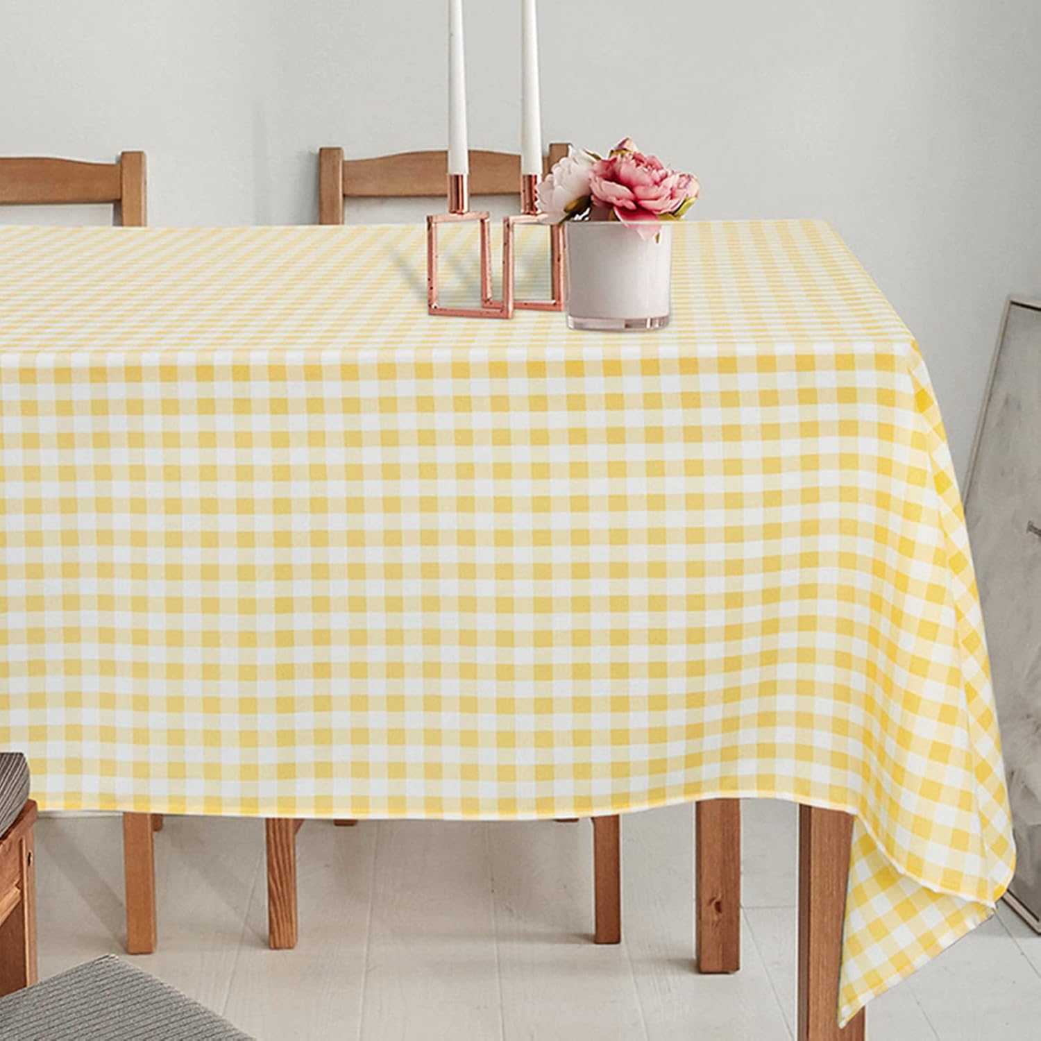 Amazon.com: DUOBAO Yellow and White Checked Tablecloth Square 54x54 ...