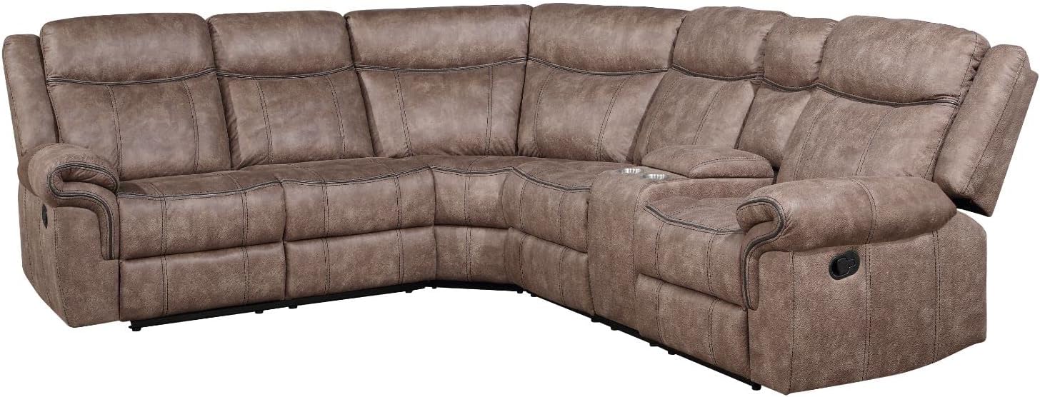 Amazon.com: Simple Relax Two Velvet Upholstered Sectional Sofa with One ...