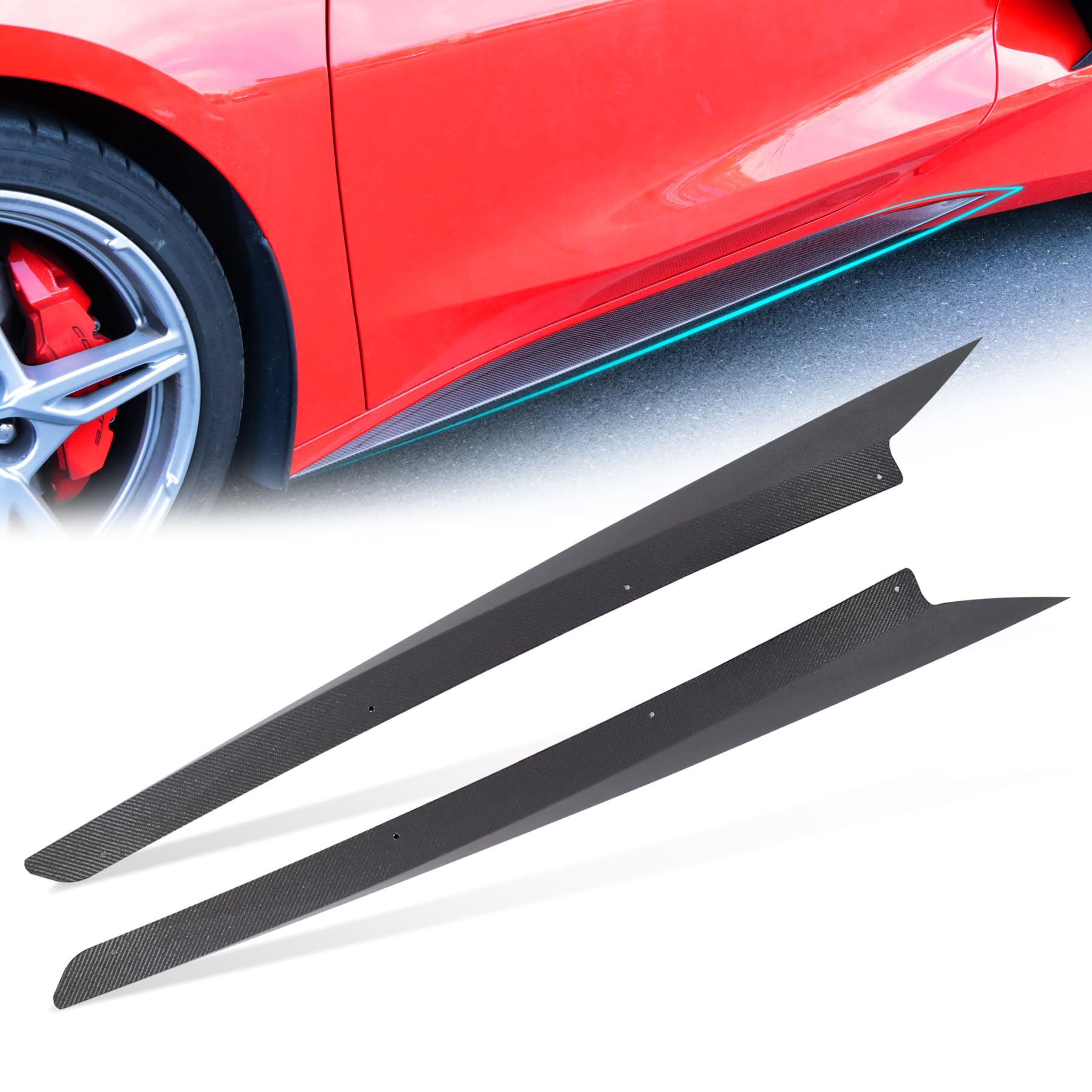 Snapklik.com : Etesan Real Carbon Fiber Side Skirt Fit For Corvette C8 ...