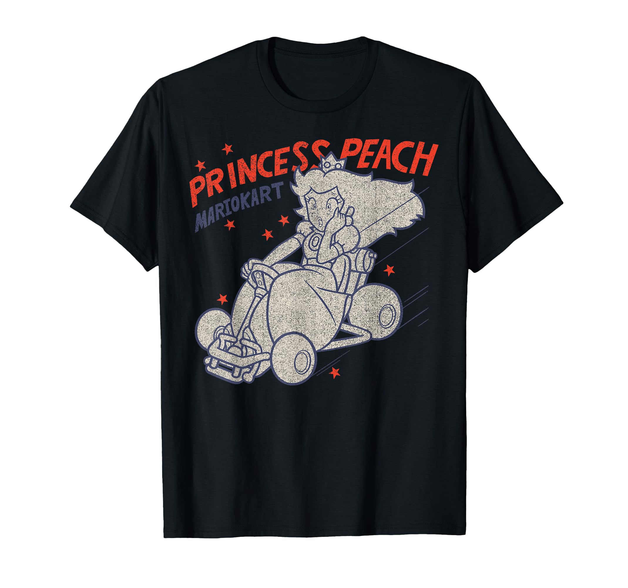 Amazon.com: Mario Kart Princess Peach Surprised Outlined Poster T-Shirt ...