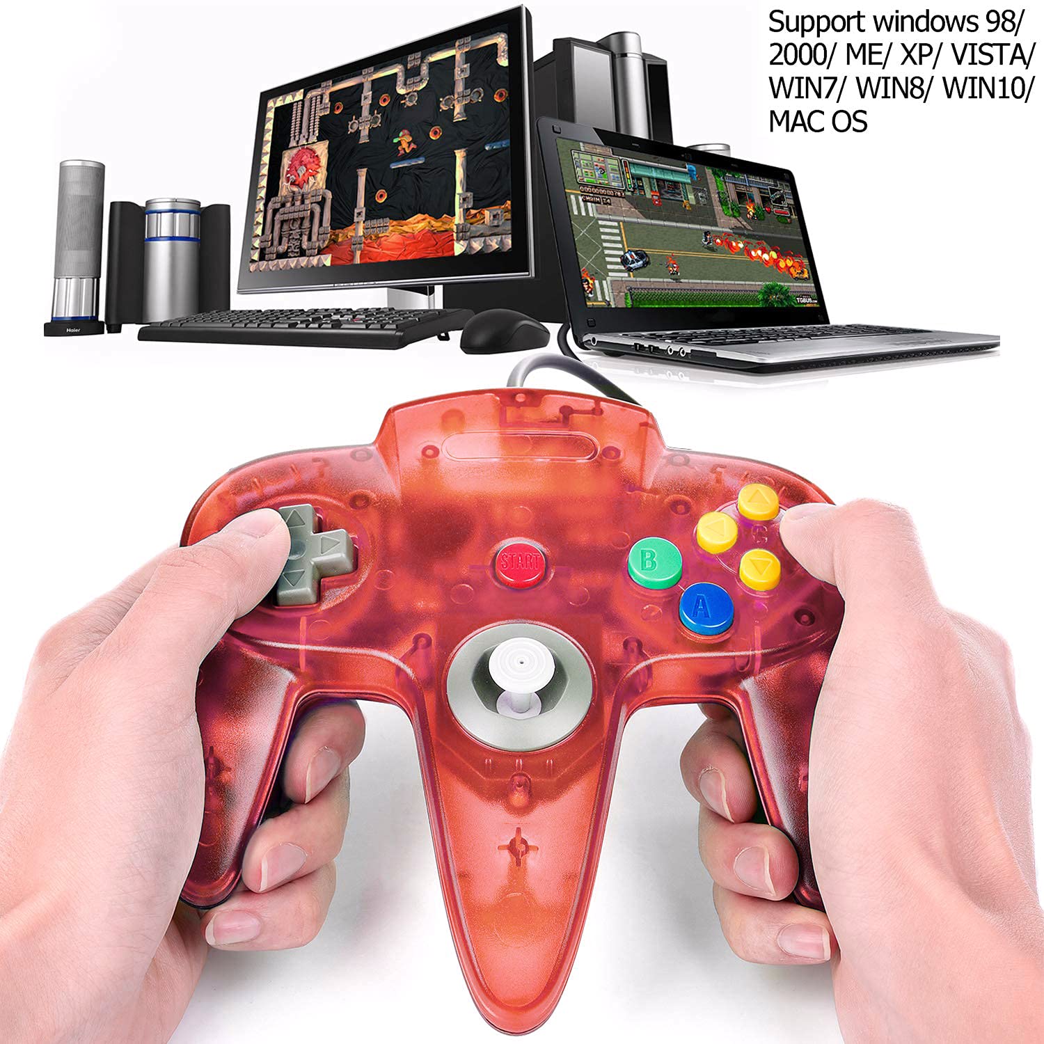 Snapklik.com : 2 Pack Classic N64 Controller,N64 Wired USB PC Game Pad ...