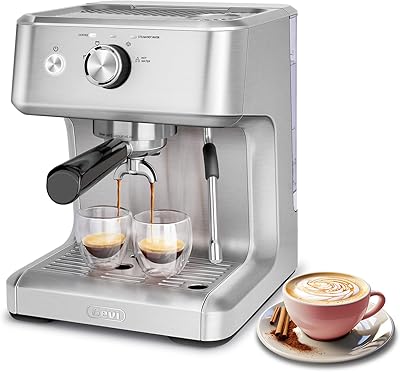 Amazon.com: COWSAR Espresso Machine 15 Bar, Semi-Automatic Espresso Maker with Bean Grinder and ...