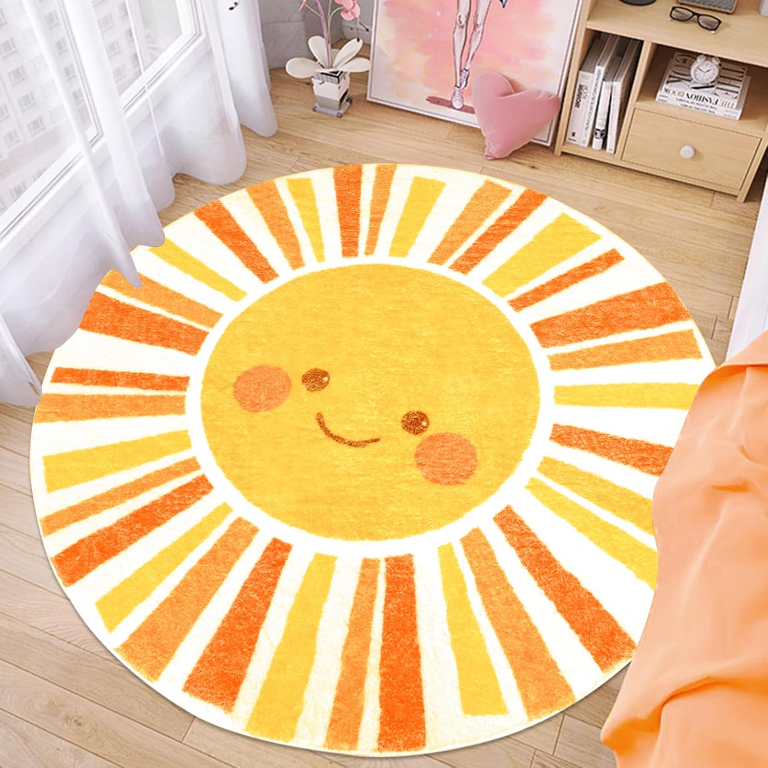Amazon.com: Lacomfy Kids Rug Boho Sun Play Mat 4Ft Round Sunshine ...