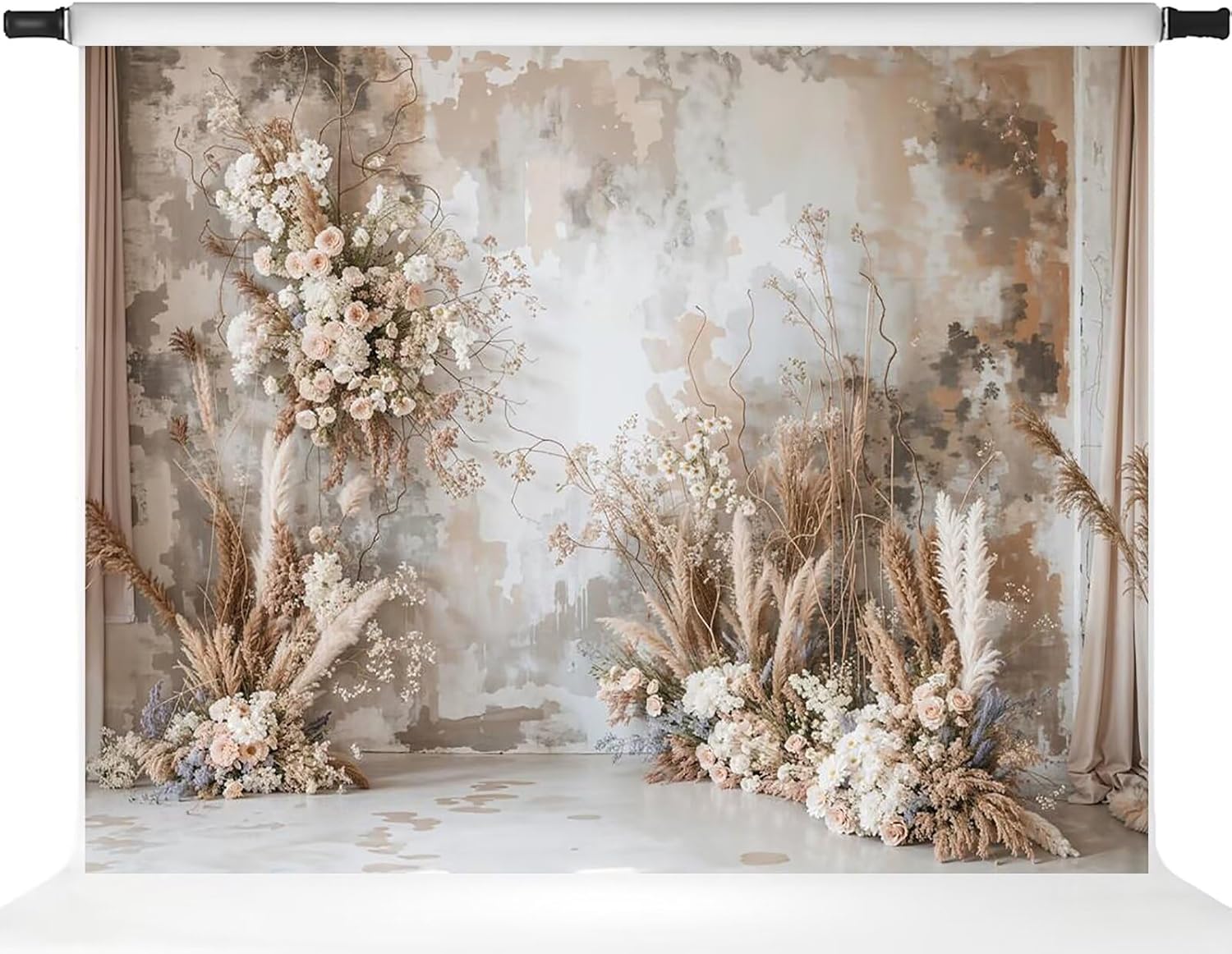 Amazon.com : Kate Summer Boho Backdrops Floral Arched Wall Backdrop for ...