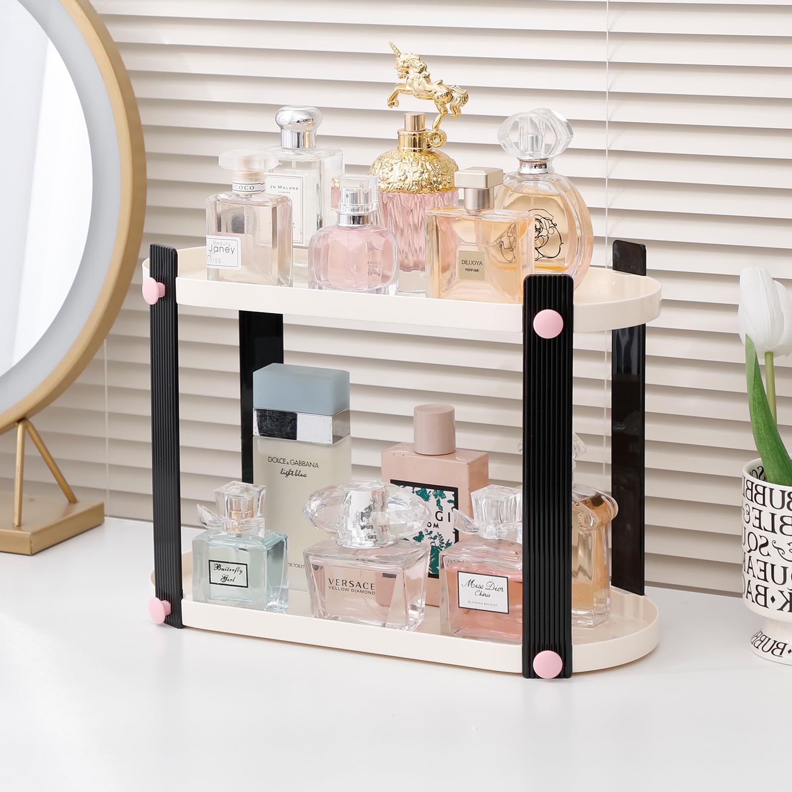 Amazon.com: Nineween 2 Pack Plastic Vanity Organizer, 2 Tiers Makeup ...