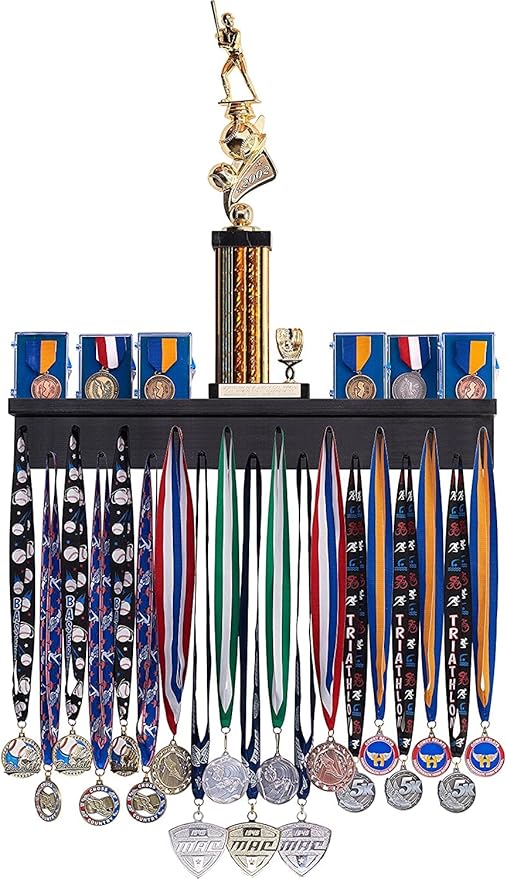 MedalAwardsRack Premier Medal Hanger Display Rack and Trophy Shelf for ...