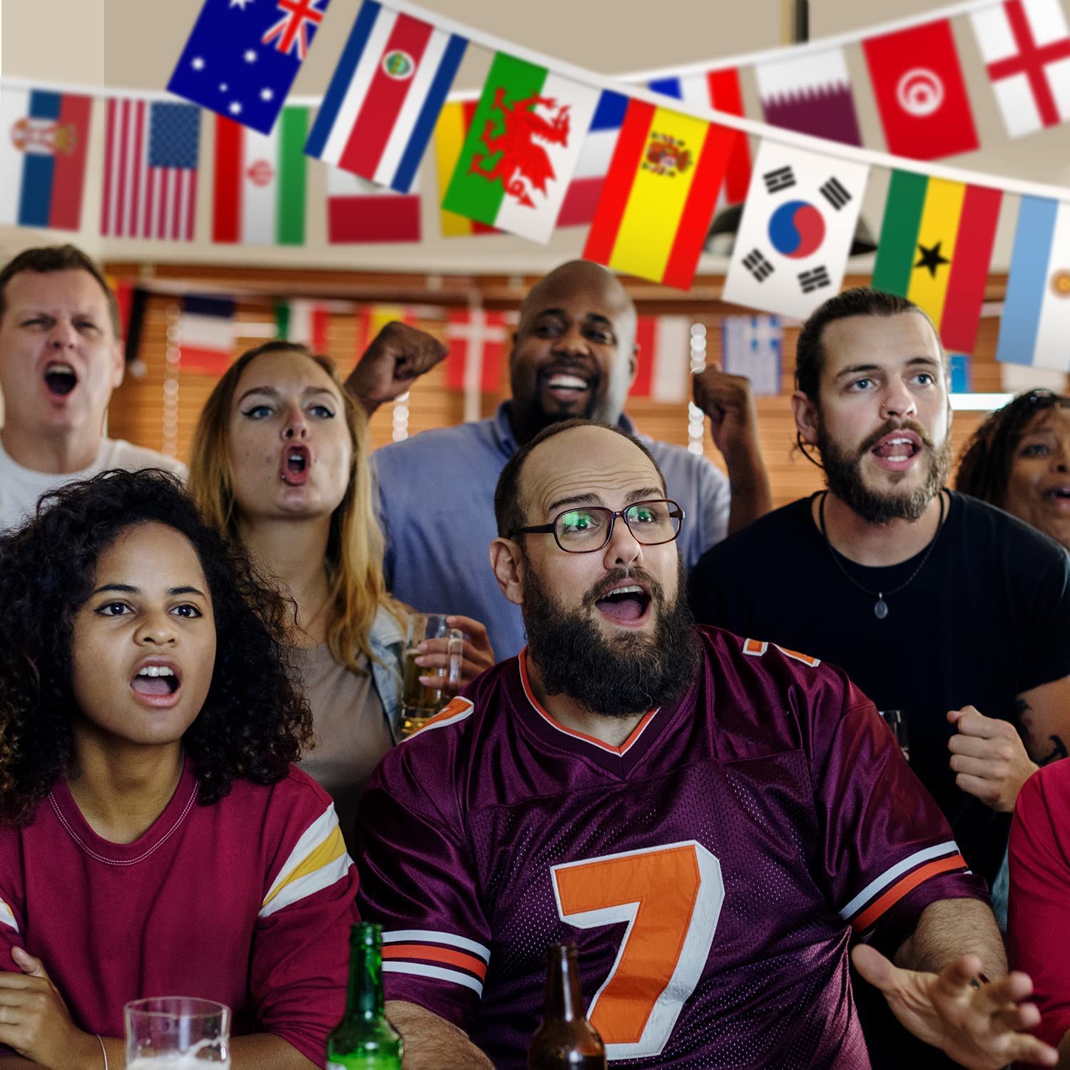 World Cup 2022 Bunting Flag,50m Double Sides Fabric Small Bunting ...