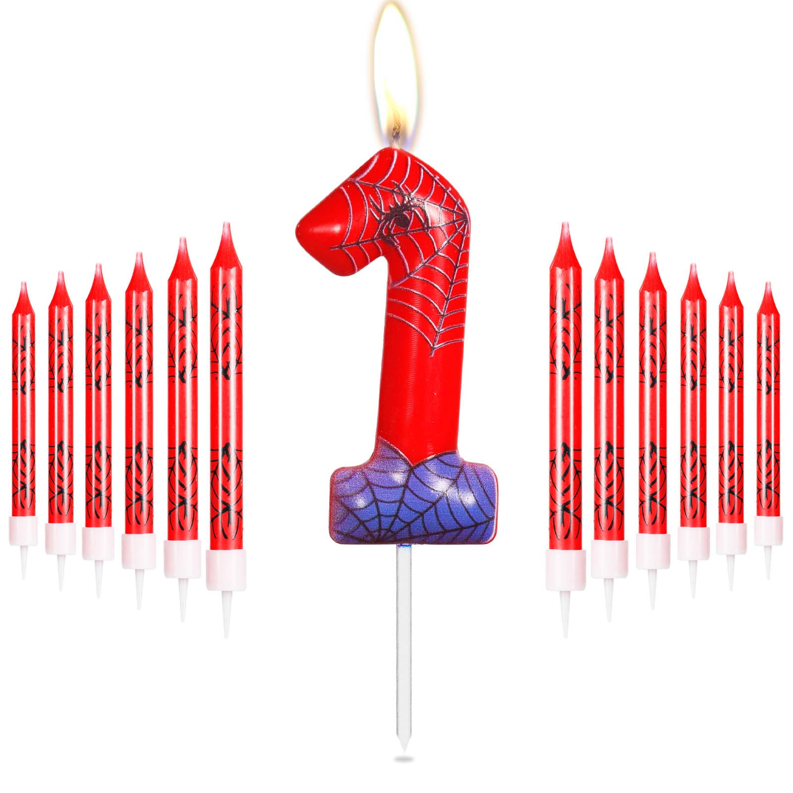 Amazon.com: Birthday Candles, Numbers 1 Candle with 12 Pieces Long Thin ...