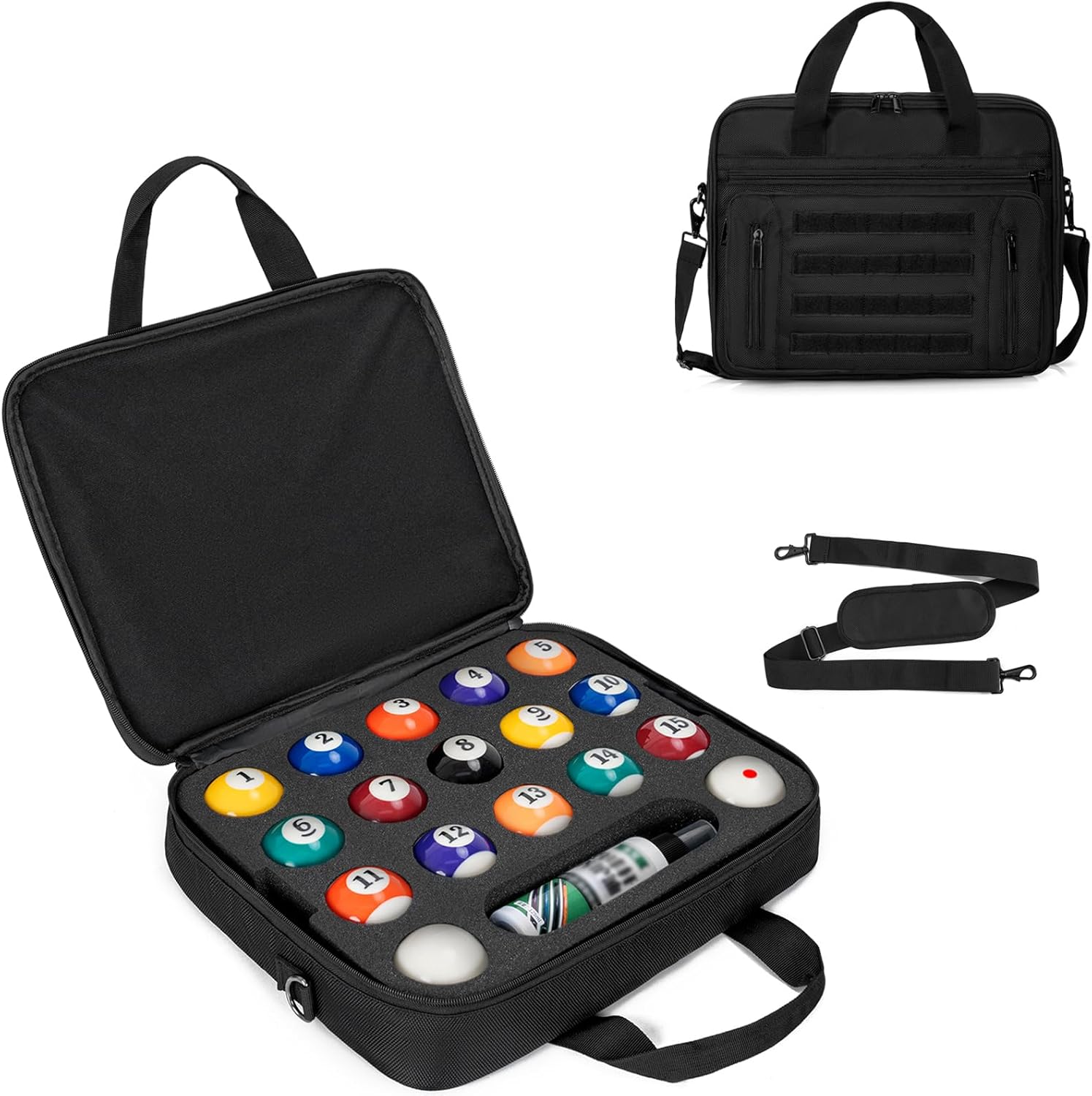 Amazon.com: Negrew Pool Ball Case,Pool Balls Carrying Case,Billiard ...