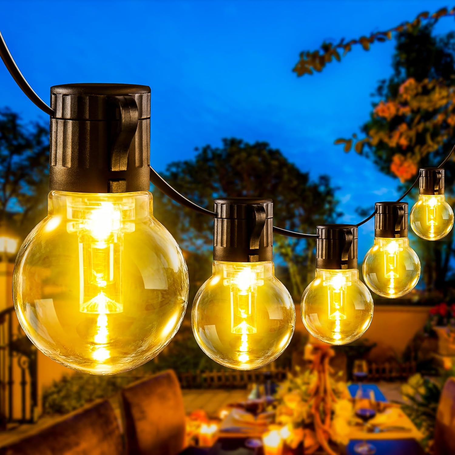 PBGMRT Outdoor String Lights Mains Powered - 56FT/17M G40 Garden ...