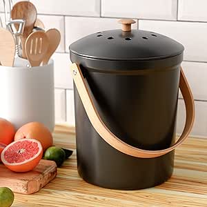 Amazon.com: Beautiful Kitchen Compost Bin with Smell Proof Lid - Rust ...