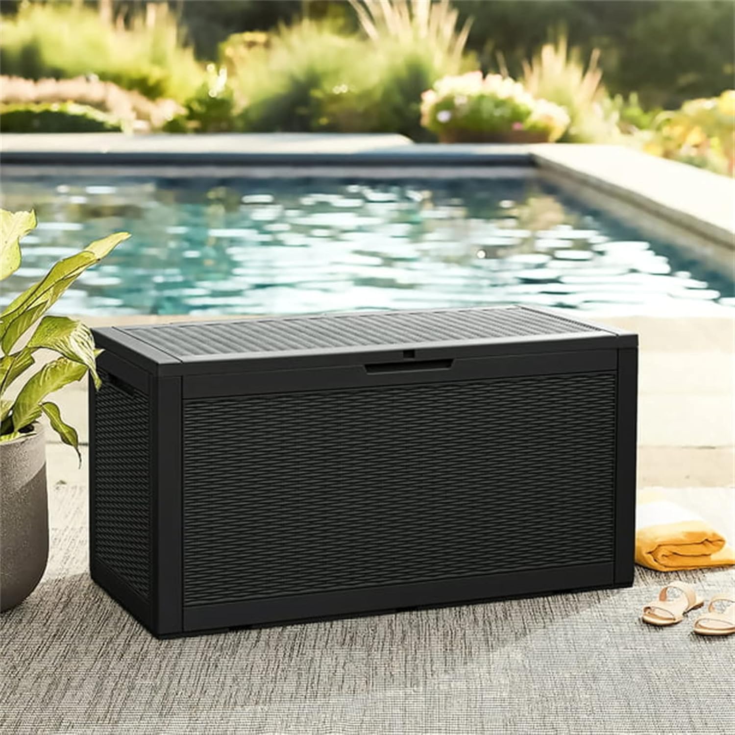 Amazon.com: 100 Gallon Resin Deck Box for Outdoor, All-Weather Deck ...