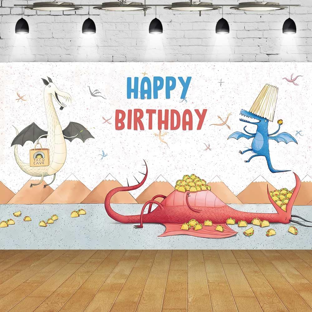 Amazon.com : 5 x 3ft Dragons Love Tacos Backdrop for Birthday Party ...