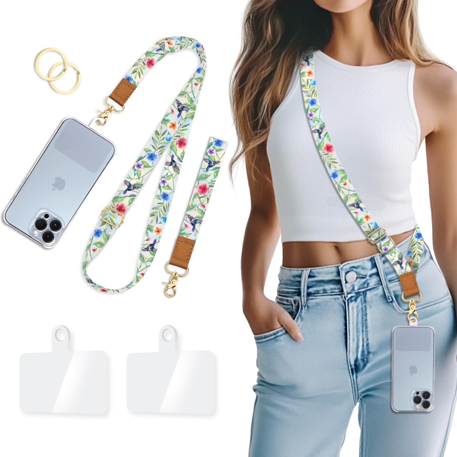 Amazon.com: Yonlevres Phone Lanyard Crossbody Phone Strap, Black Grey ...