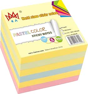 Amazon.com : 4A Sticky Notes,4 x 4 Inches,Pastel Assorted,Self-Stick ...