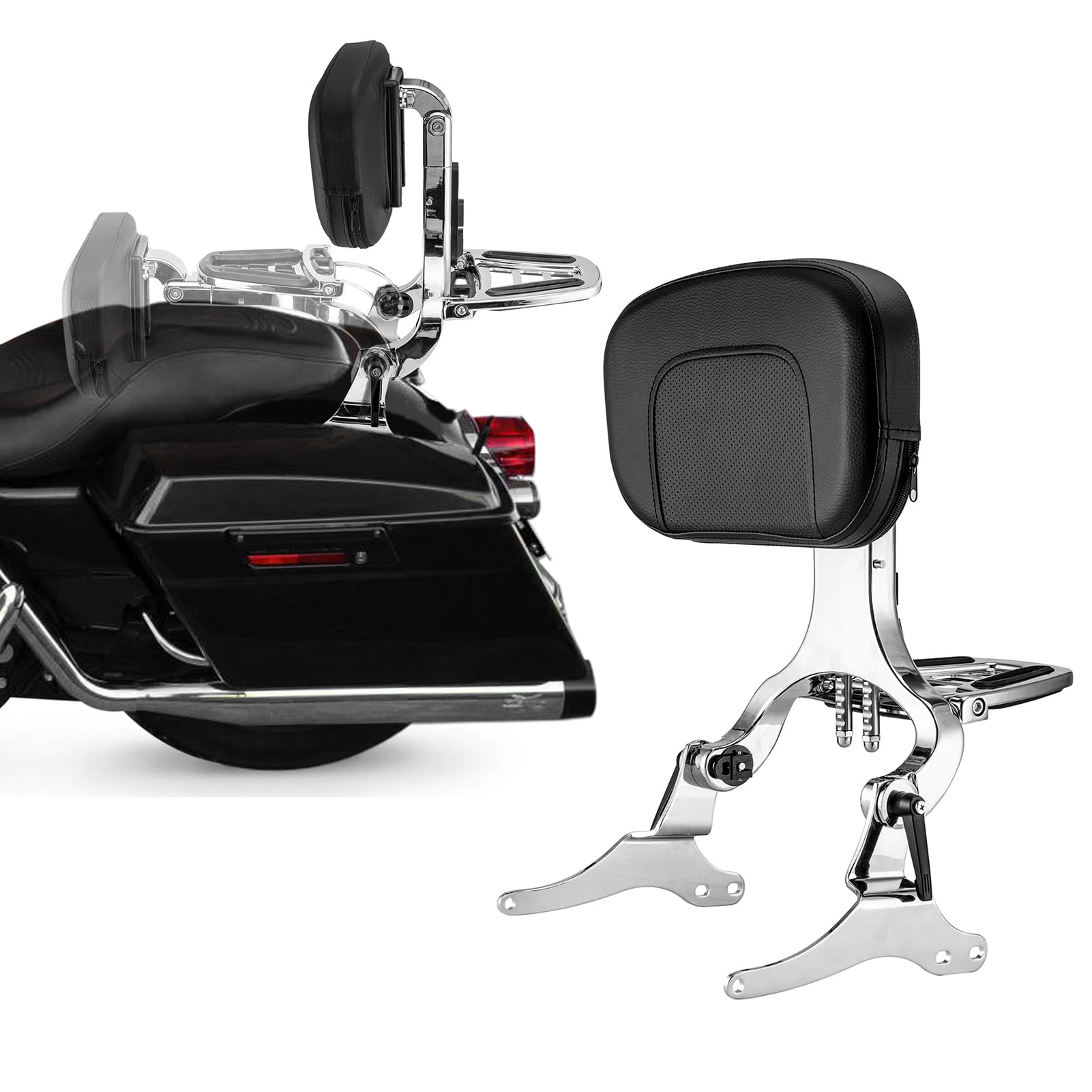 Snapklik.com : Mofun Adjustable Multi-Purpose Passenger Driver Backrest Sissy Bar Compatible