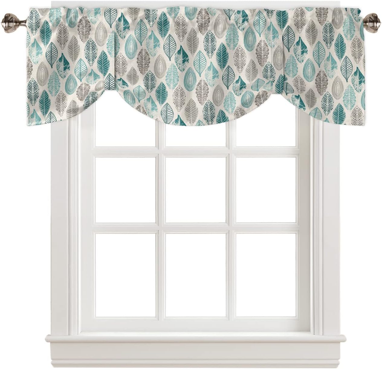 Amazon.com: Tie Up Valances for Window Leaves Specimens Teal Green Grey ...