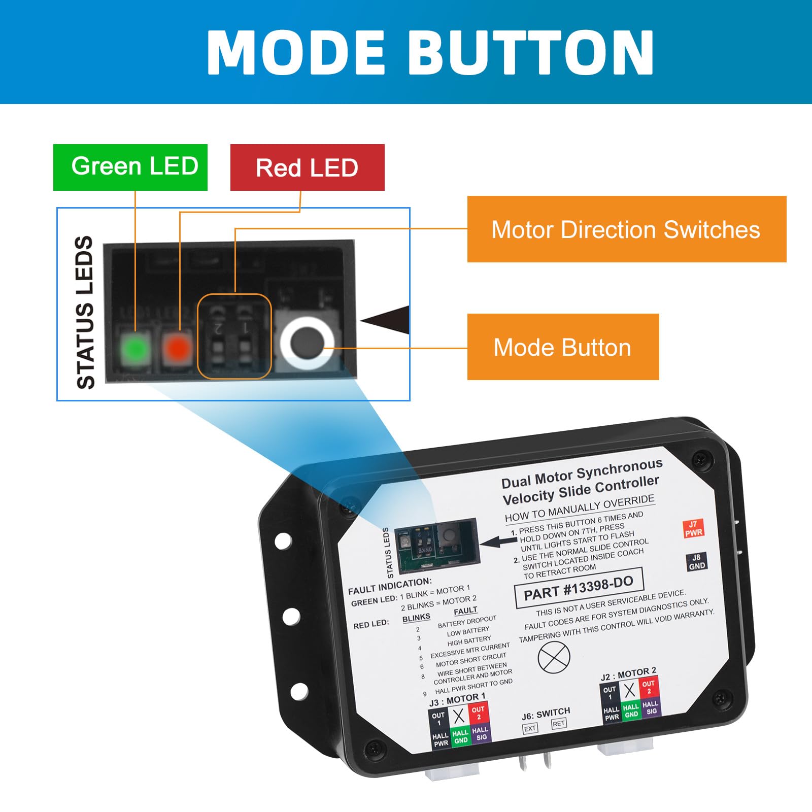 13398-C2 Upgrade RV Dual Motor Slide-Out Controller Replacement 13398 ...