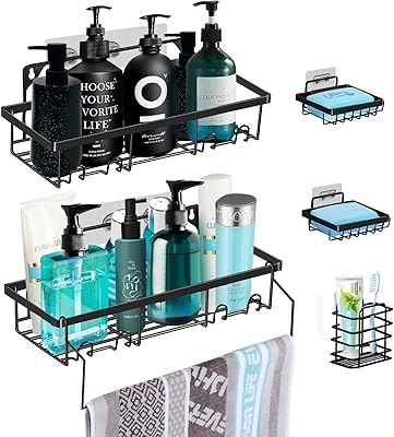 STEUGO Black Corner Shower Caddy Adhesive Shower Shelf US304 Stainless ...