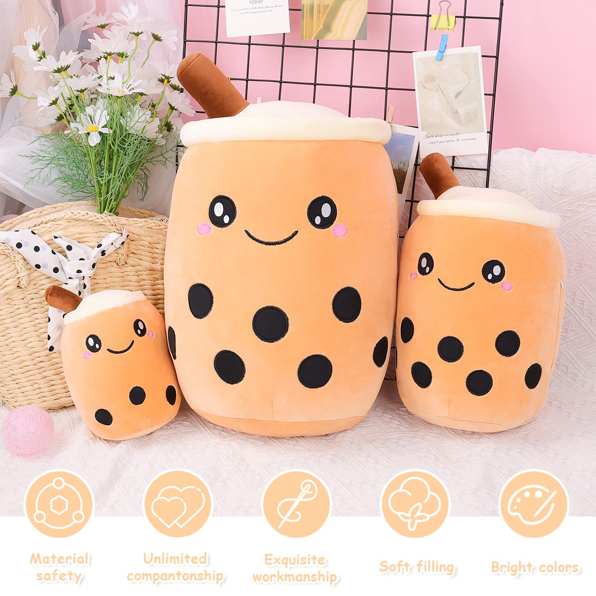AIXINI 19.6 inch Boba Plush Stuffed Bubble Tea Plushie Cartoon Milk Tea ...