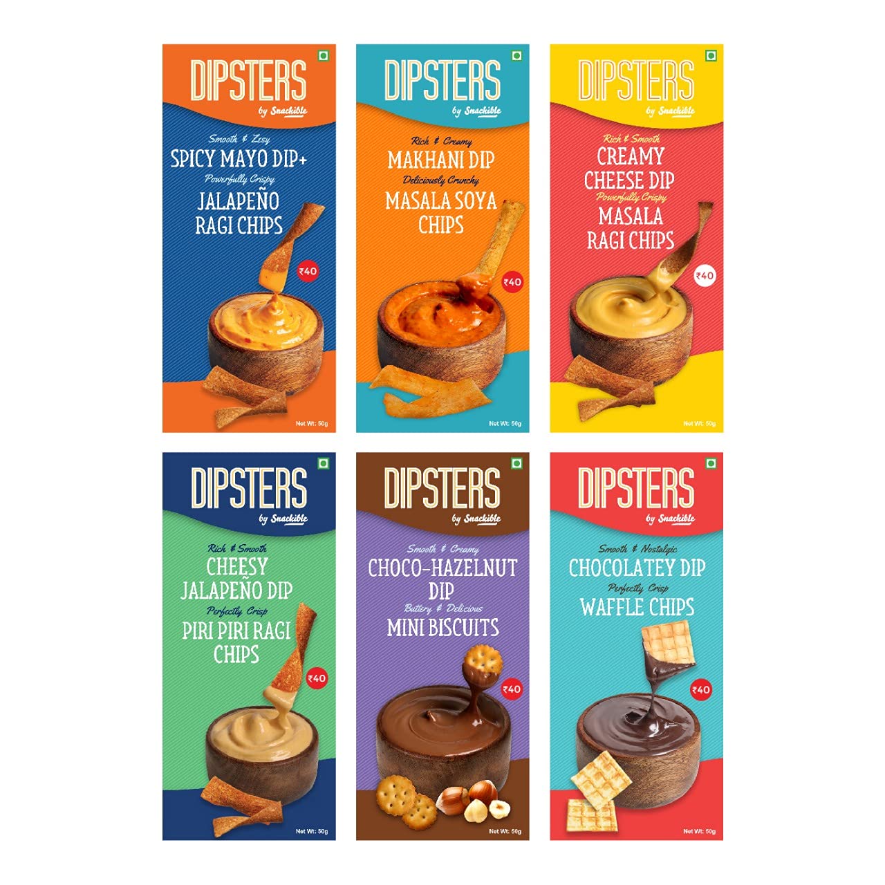 Snackible MU(N)CH BETTER Dipsters Chips & Dip-Assorted Pack of 6 ...
