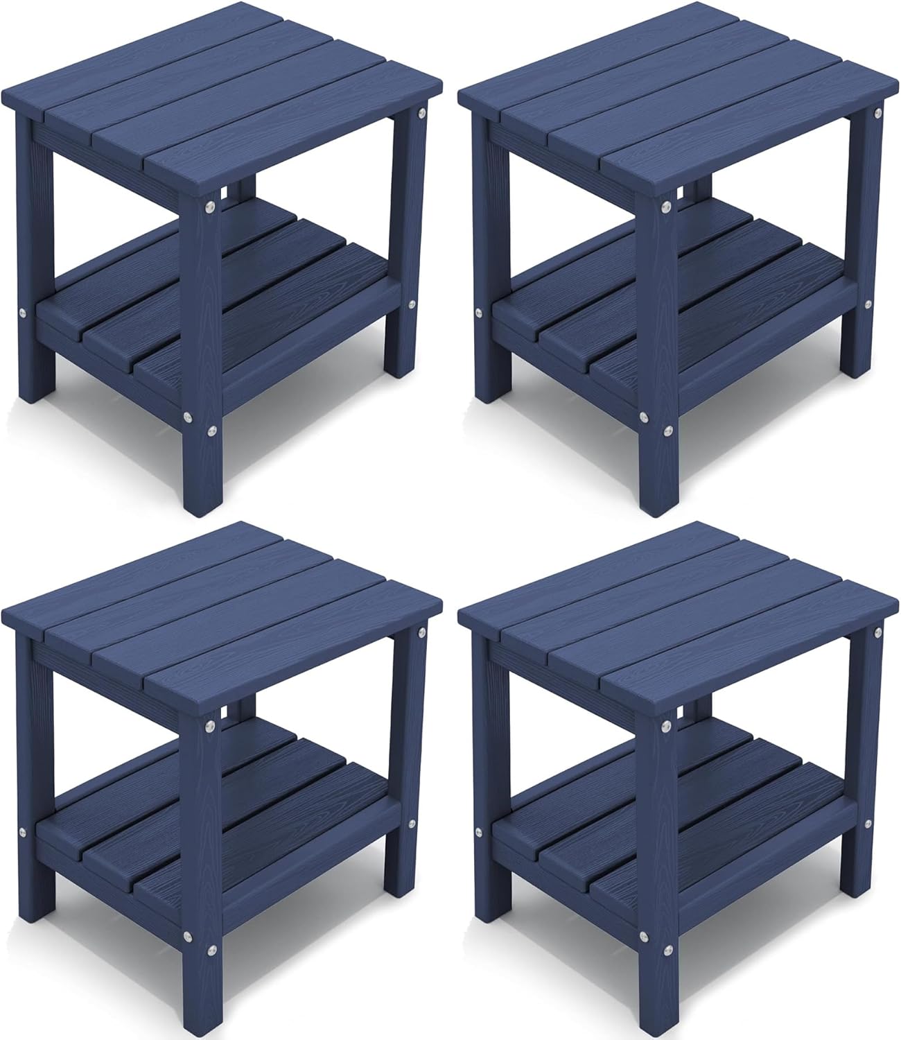 Amazon.com: KINGYES Outdoor Side Table Set of 4, Double Layer ...
