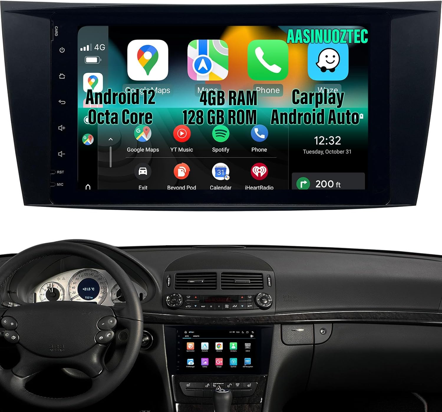 Amazon.com: AASINUOZTEC Android 12 Car Radio for Mercedes Benz E Class ...