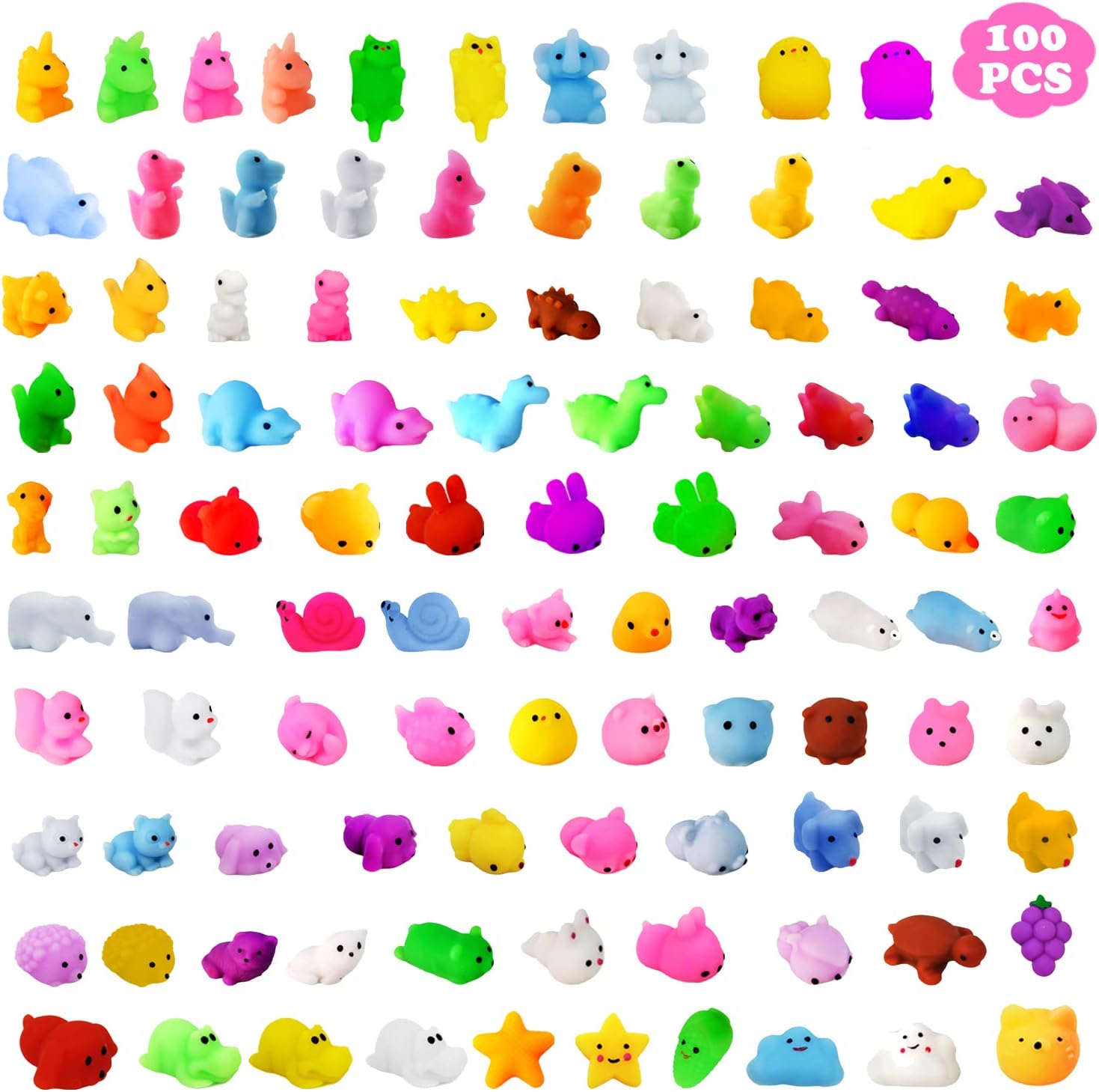 Amazon.com: 100 PCS Mochi Squishy Toys Party Favors for Kids Kawaii ...